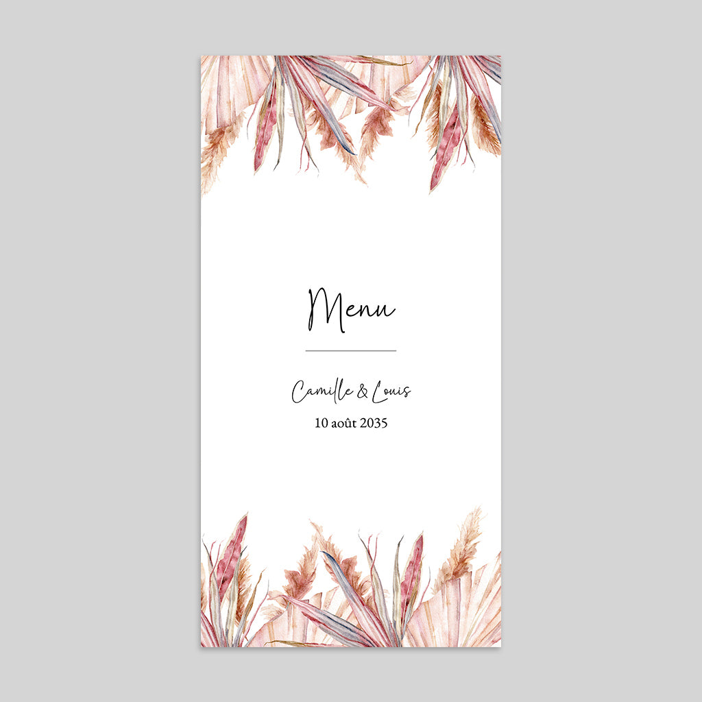 Menu de mariage Amour bohème — Planet Cards
