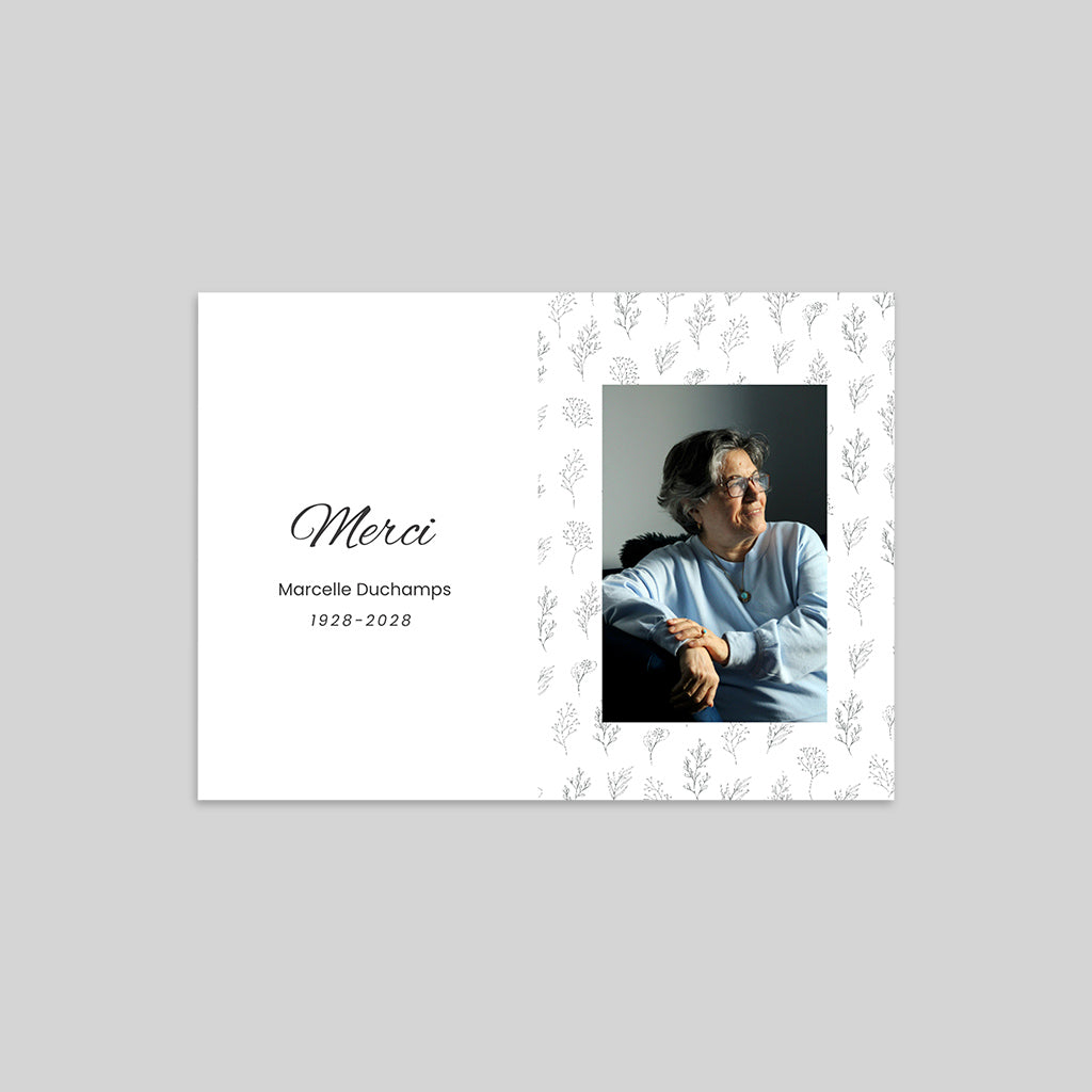 Carte remerciement décès Douces Pensées — Planet Cards