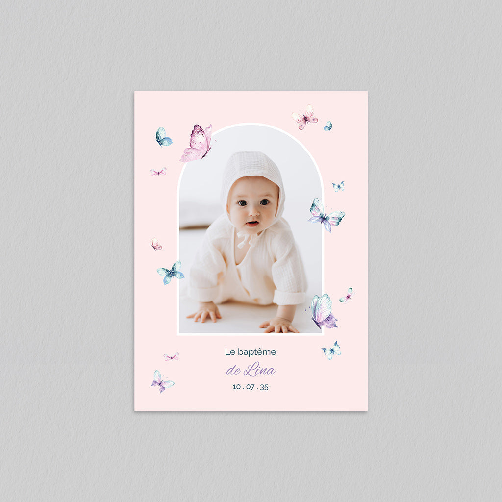 Faire part baptême Arche et Papillons personnalisé — Planet Cards