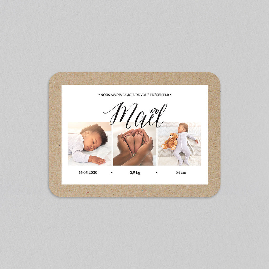 Faire part naissance Kraft Doux — Planet Cards