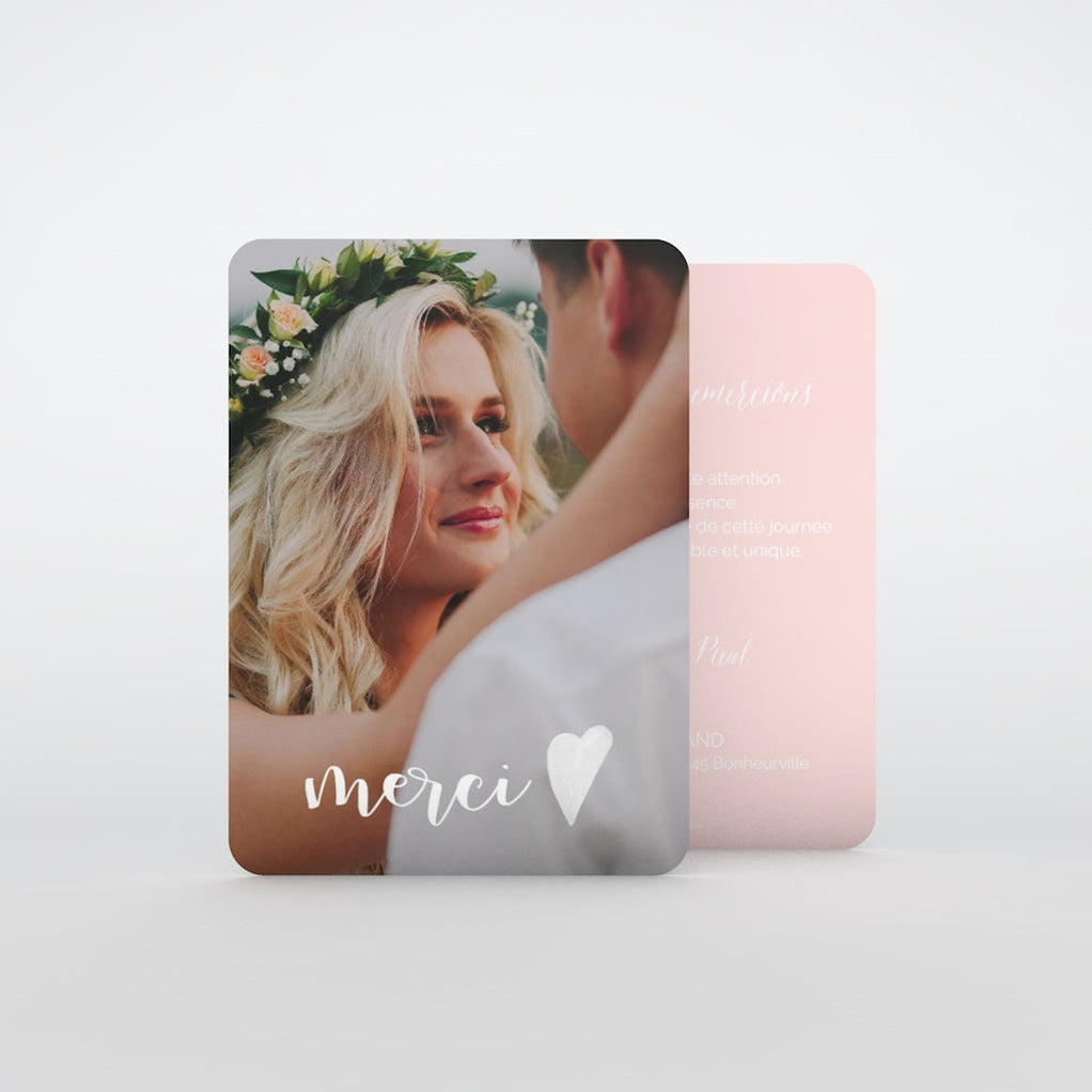 Remerciement mariage Merci En Cœur — Planet Cards