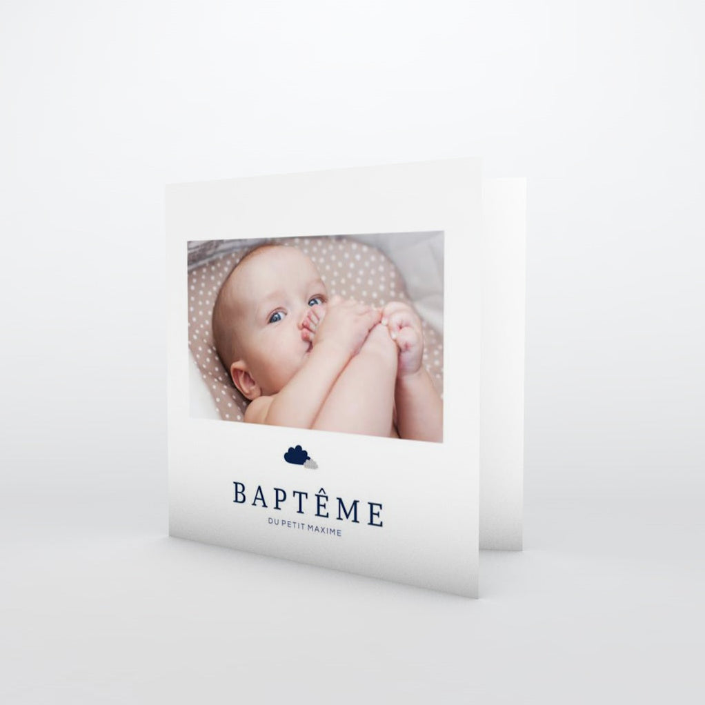 Faire part baptême Douceur et Nuage personnalisé — Planet Cards