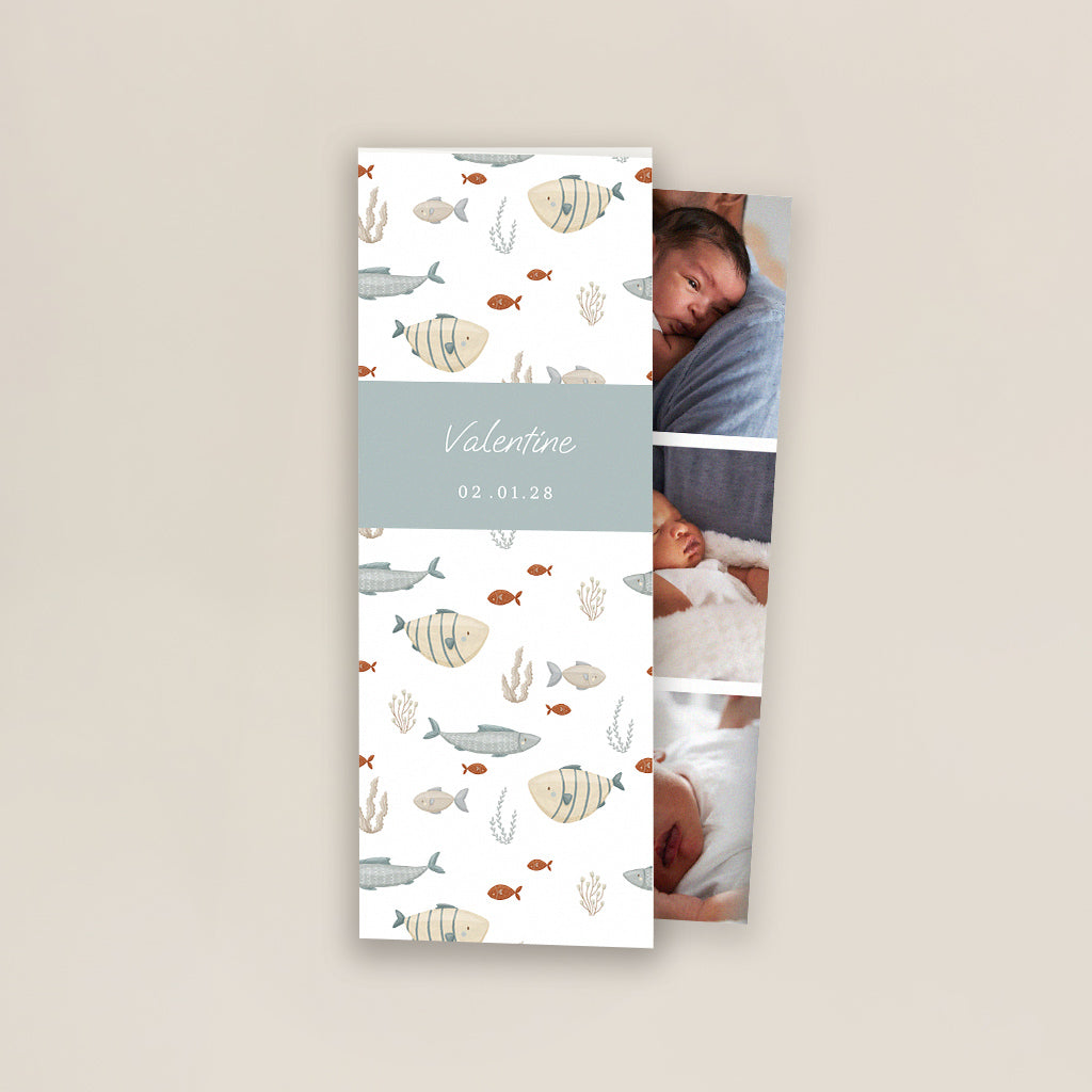 Faire part naissance Poissons et Coraux — Planet Cards